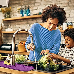 JODEILIY Kitchen Silicone Faucet Sink Splash Guard,Faucet Water Catcher Mat,Sink Draining Pad Behind Faucet,Silicone Drying Mat