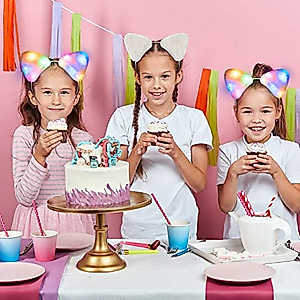 Juexica 4 Pieces Halloween Light up Furry Kitty Headband Cat Ears Cute LED Glow Party Hair Accessories Supplies for Women (Multicolor)