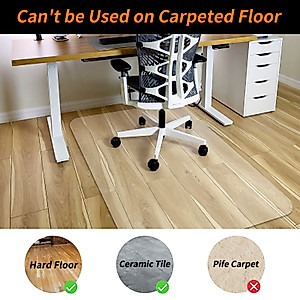 Office Chair Mat for Hardwood Floor - 36"x48" Floor Protector Mat for Rolling Chair, Clear Computer Desk Chair Mat for Hard Floor Use - Double Sided Texture, Easy Glide and Flat Without Curling