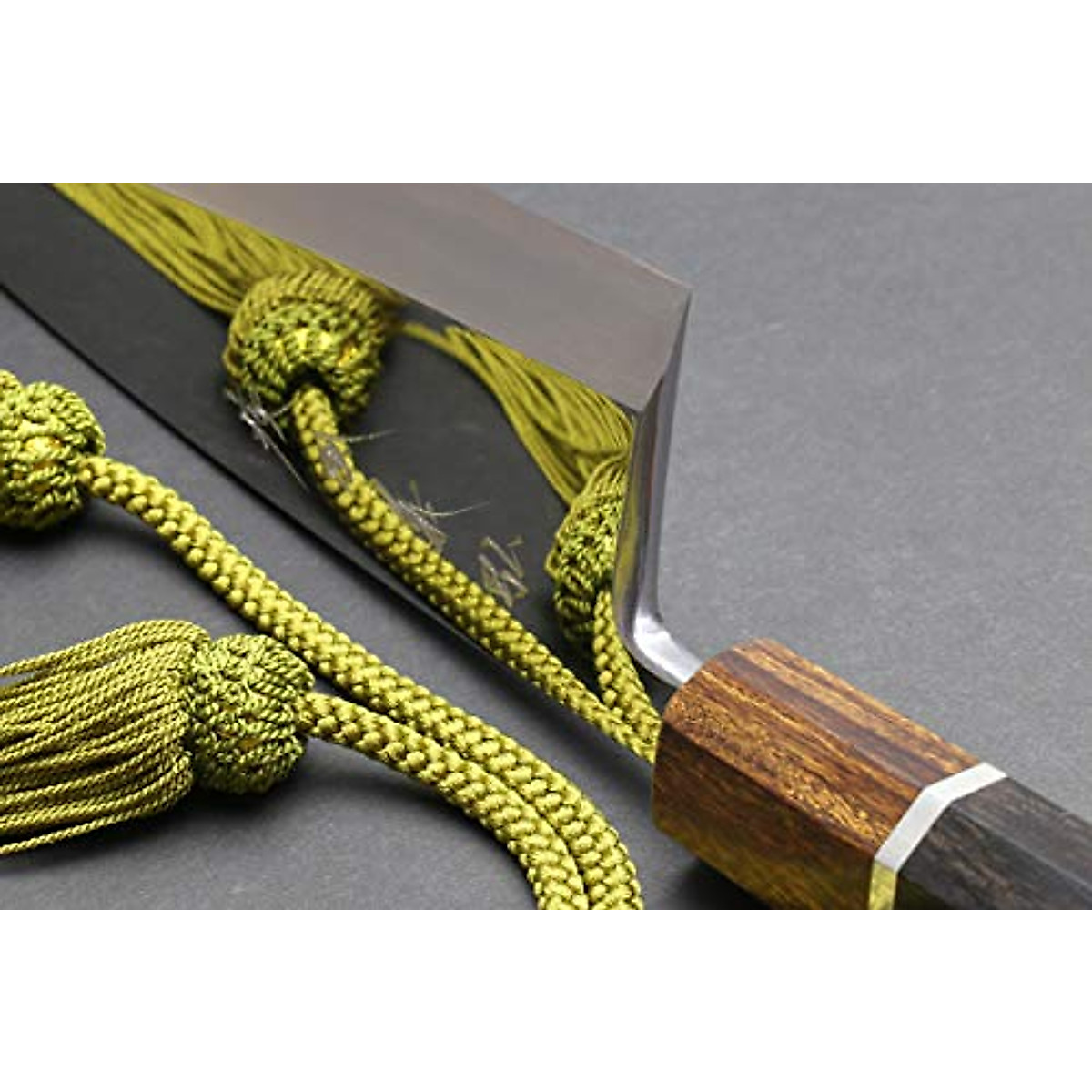 Yoshihiro Mizu Yaki Ginsanko Mirror-Finished High Carbon Stain Resistant Deba Fish Fillet Knife Ebony Handle with Silver Ring (7'' (180mm))