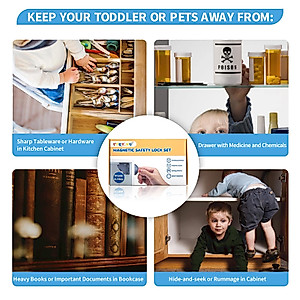 Magnetic Cabinet Locks (10 Locks 2 Keys), Cabinet Locks for Babies, Baby Proofing & Child Safety by TYRY.HU, Baby Proofing Cabinets, Fit Most Cabinets and Drawers No Screws or Tools Needed(10Locks)