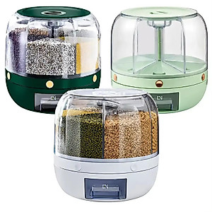 Rice Dispenser Kitchen Moisture-Proof 6-Grid Rotating Food Grain Dispenser Cereal Storage Box Rice Container Dispenser Min:10kg (10, Kilograms) Max:15kg (15 kilograms)