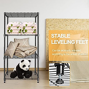 4-Shelf Adjustable, Metal Shelving Unit Heavy Duty, Kitchen Shelf Organizer Rack, Wire Shelving Unit on Wheel Casters, NSF Metal Wire Rack Sheving, Free Standing Gargage and Kitchen Storage Shelves