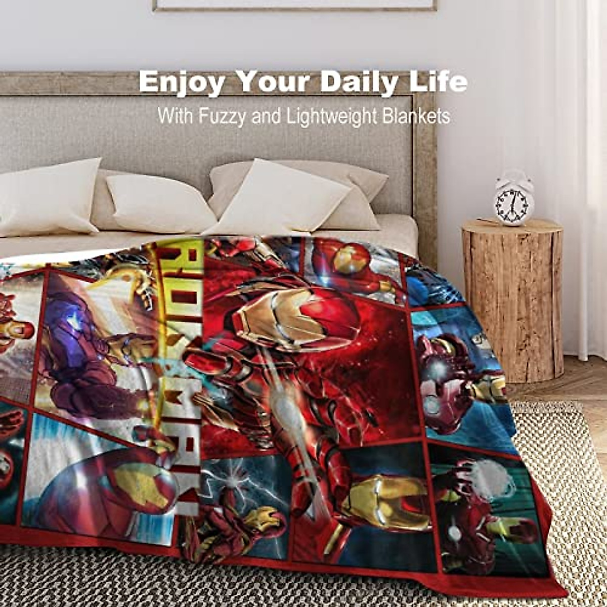 Super Hero Throw Blanket Soft Flannel Cartoon Blanket All Season Warm Bedding for Sofa Chair Decorations 60"x50"