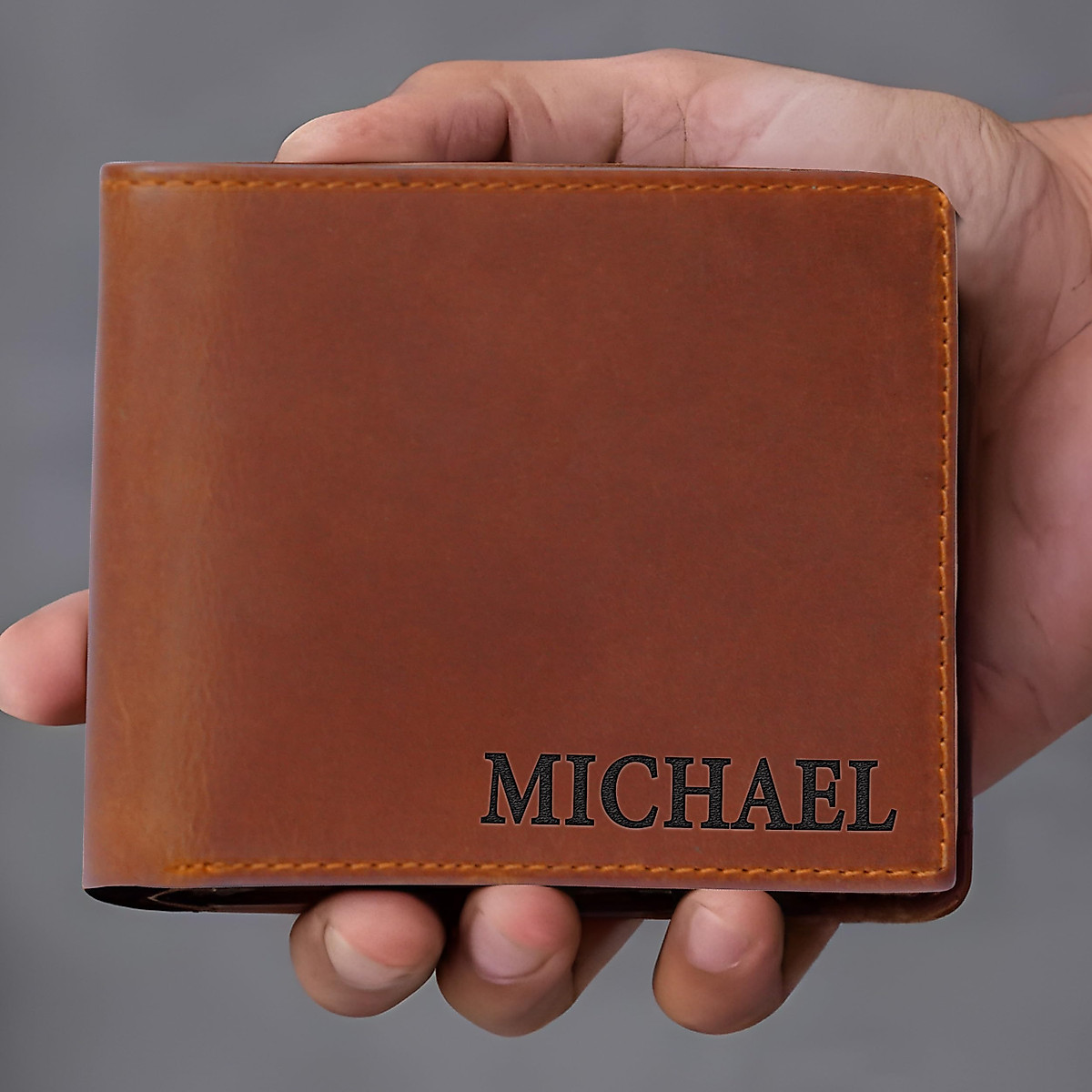 Personalized Leather Wallet for Men, Christmas for Men,Him, Custom Name Wallets, Customazible Gift for Husband, Dad, Boyfriend, Him, Men Gifts for Anniversary, Birthday, Wedding, Fathers Day