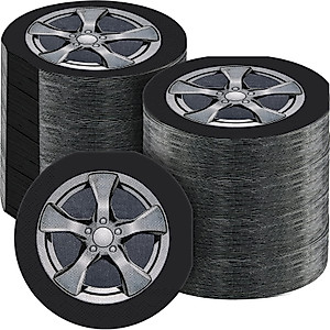 Henoyso 100 Pcs Tire Napkins Classic Race Car Wheel Paper Napkins for Race Car Baby Shower Birthday Party Decoration Supplies, 2 Ply