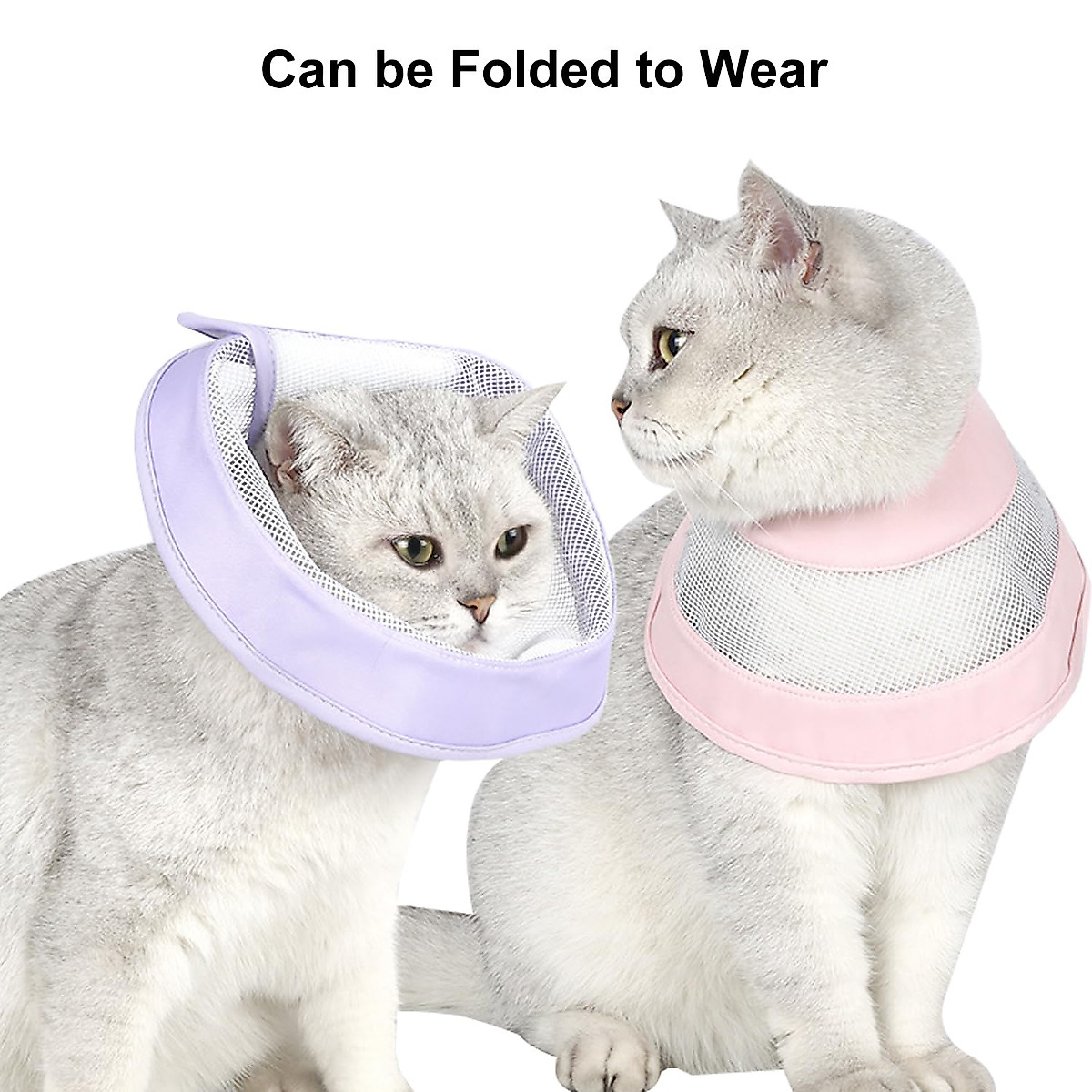 QIYADIN Soft Cat Cone, Adjustable Cat Recovery Collar After Surgery, Breathable E-Collar for Cats and Dogs, Pet Elizabethan Collar to Stop Licking and Scratching Wounds