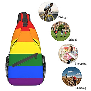 Qurdtt Rainbow LGBT Crossbody Backpack Gay Pride Sling Bag for Men Women Shoulder Chest Bags Gym Sport Travel Hiking Daypack
