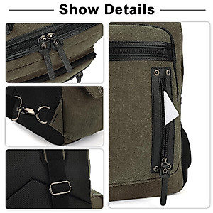 ZHZXYZDY Vintage Canvas Messenger Bag, Laptop Crossbody Bag, Men's Crossbody Bag, Lightweight Canvas Single Shoulder Bag, Travel Crossbody Bag, Suitable for 15.6" Laptop, Casual Travel, Cycling