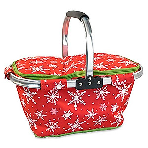 DII Christmas Holiday Insulated Casserole Carrier, 10x16x3", Perfect for Holidays, BBQ's, Potlucks, Parties, To Go Lunches, Craft/Dish Storage & Monogramming-Snowflakes