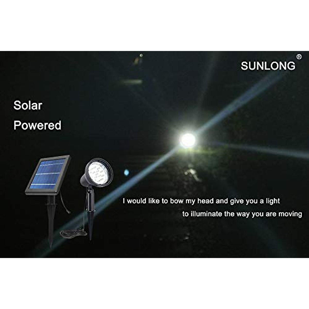 SUNLONG Solar Spotlights Outdoor Waterproof Bright Solar Wall Light Led Security Flood Light Solar Powered for Flag Patio Front Door Driveways-Automatically Activates at Dusk to Dawn (White)
