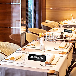 TAICHEUT 30 PCS Reserved Table Signs, Acrylic Reserved Seat Signs Double Sided Black Reserved Table Sign Reservation Table Tent Sign for Restaurants, Wedding, Meeting