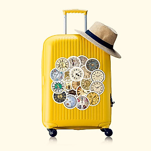 GOLEEX Pack 20 Pcs Waterproof Vinyl Vintage Clock Stickers Items for Water Bottle Laptop Phone Helmet Adults Women Girls Kids Birthday Gifts Retro Themed Sticker Decals Collection
