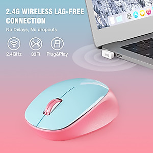 Trueque Wireless Mouse E702 2.4GHz Portable Computer Mouse with USB Receiver, Comfortable Silent Mice for Laptop, Chromebook, PC, Notebook, Desktop, Windows, Mac (Blue&Pink)