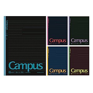 KOKUYO Composition Notebooks, 5 Pack Campus Semi-B5 Comp Book with Dot B 6mm Ruled, 30 Sheets, School Lined Notebook in Black, Journal Notebook for Women Work Study Note Taking. (NO-3CDBTNX5)