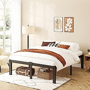 Sosain 14 inch Full Bed Frame Metal Platform Frame no Box Spring Needed，Black Heavy Duty Sturdy Steel,Easy Assembly，with Storage