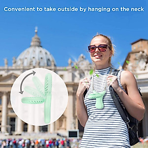 OUTXE Personal Necklace Mini Fan 3000mAh Hands-Free Portable Fan USB 3 Settings, Folding Electric Cooling Fan Handheld Fan