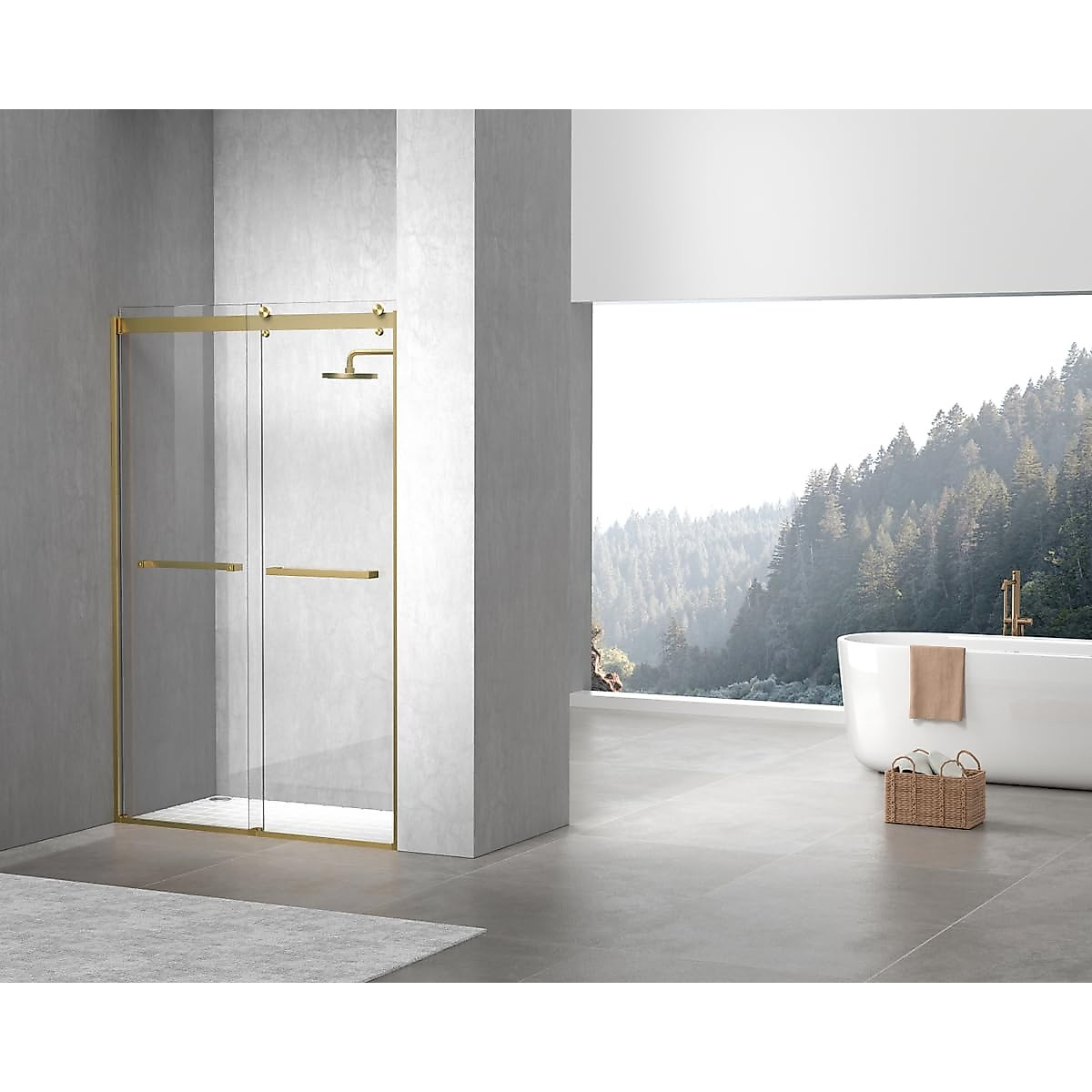Elegant Kitchen and Bath SD202-4876BGD Frameless Shower Door 48 x 76 Brushed Gold