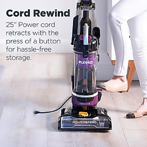 Eureka Powerful Lightweight Upright Vacuum Carpet and Floor, PowerSpeed NEU202 with Automatic Cord Rewind, Purple