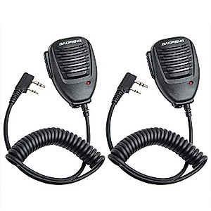 BAOFENG 2 Pack Original UV-5R Mic for Ham Radio Shoulder Speaker Mic Compatible with BaofengBF-F8HP UV-5R UV-5R Plus GT-3 BF-888s can be Used as Police Walkie Talkie Two Way Radio Accessories