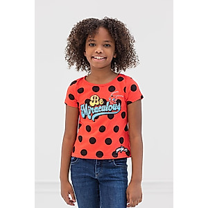 Miraculous Ladybug Little Girls 2 Pack T-Shirts Polka Dots Black/Red 5