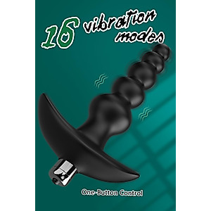 Vibrating Anal Beads Butt Plug - YOSPOSS Flexible Silicone 16 Vibration Modes Graduated Design Anal Sex Toy Waterproof Bullet Vibrator for Men, Women and Couples
