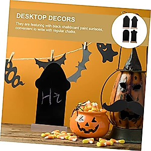 STOBOK 4pcs Tombstone Blackboard Decoration Desk Topper Decor for Home Woodsy Decor Desktop Decors Note Blackboards Decors Message Board Signs Display Board Household Wooden Mini Craft