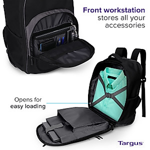 Targus Compact Rolling Backpack for Business, College Student and Travel Commuter Wheeled Bag, Durable Material, Tablet Pocket, Removable Laptop Protective Sleeve for 16-Inch Laptop, Black (TSB750US)