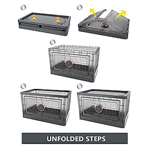 richang 5 Pack 38L closet organizers and storage Lidded Collapsible Storage Bins Folding Plastic Stackable Utility Crates foldable storage container storage box Grey