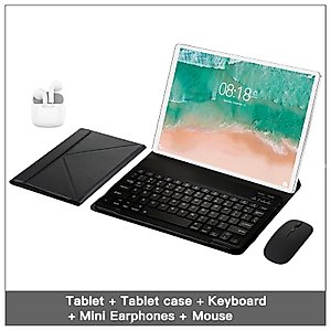 Acogedor 2 in 1 Tablet, 10.1in Gaming Tablet with BT Keyboard, Mouse, Earbuds, 10 Core CPU, 12GB RAM 256GB ROM, 8+20MP Dual Cam, Support 5G WiFi, for Android 12.0 (Silver)