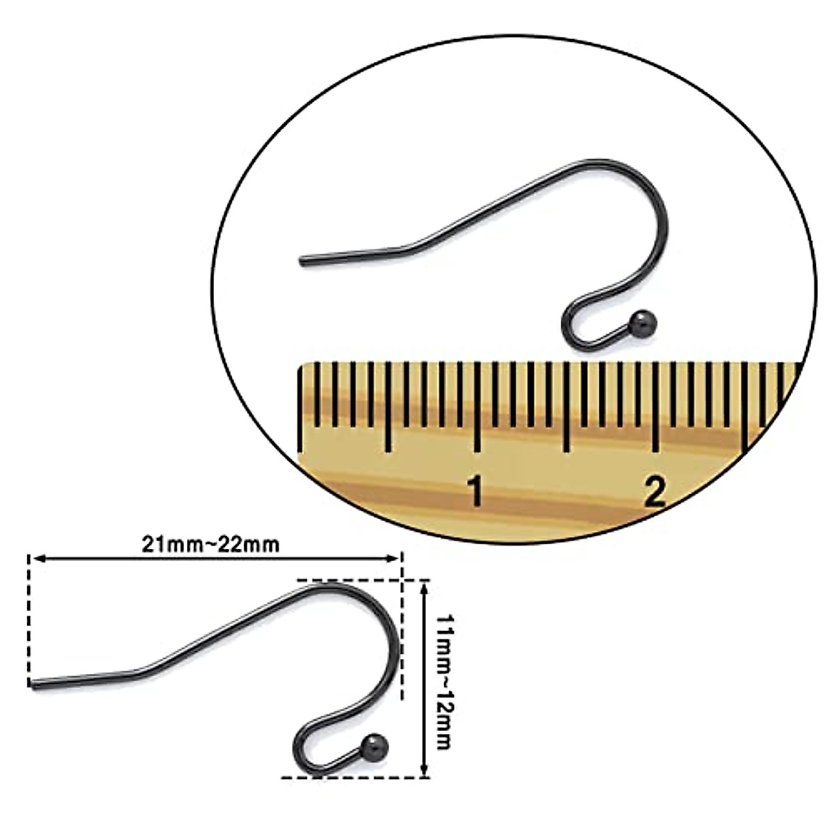 100 Pairs Gun Black Color Earwires Ball Dot French Earring Hooks/Dangle Earring Findings Jewelry Making DIY (EH-1006-G1)