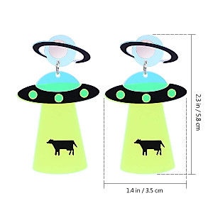 FENICAL UFO Earring Exaggerated Earring Acrylic Earring Drop for Woman Girls Ladies 1Pair