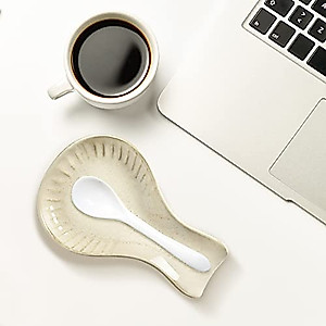 Spoon Rest,MEKY Spoon Rest for Stove Top, Farmhouse Spoon Rest for Kitchen, Safe Dishwasher, Anti-scratch Coffee Spoon Rest, Heat-Resistant Cooking Utensil Rest-Wheat Color