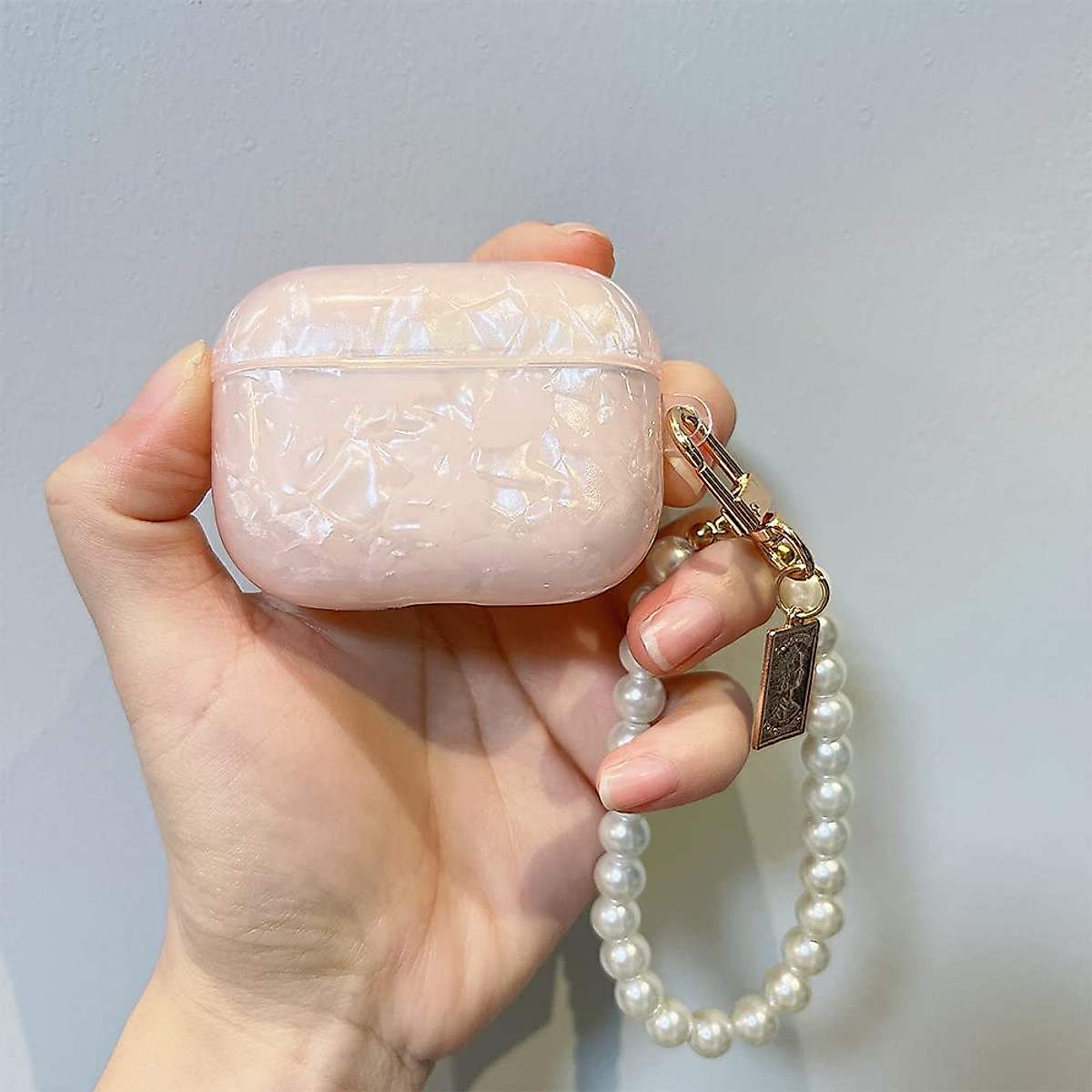 ZHIRUAN Compatible with Airpods 3rd Generation 2021 Case Cover with Pearl Keychain for Women Girl Airpods 3 Accessories for 3rd Generation AirPods Charging Case (Pink)