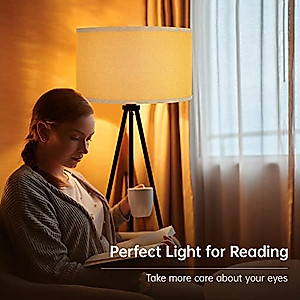 BoostArea Floor Lamp for Living Room, Tripod Floor Lamp, 15W LED Bulb, 3 Levels Dimmable Brightness, Gray Linen Lamp Shade, Mid Century Standing Lamp for Living Room, Bedroom, Study Room and Office