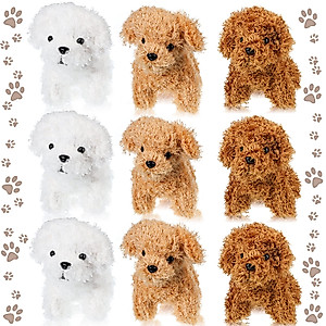 Sumind 9 Pcs Valentine Mini Plush Dog Stuffed Animals Bulk Dog Plush Party Favors Small Soft Plush Dog Toy for Easter Goodie Bag Fillers Baby Show Birthday(Curly Puppy)