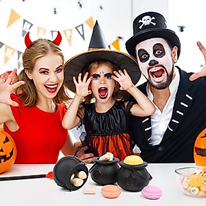 CCINEE Black Cauldron with Handle,Mini Plastic Candy Kettle Bucket for St.Patrick's Day,Halloween Party Favor,Pack of 12