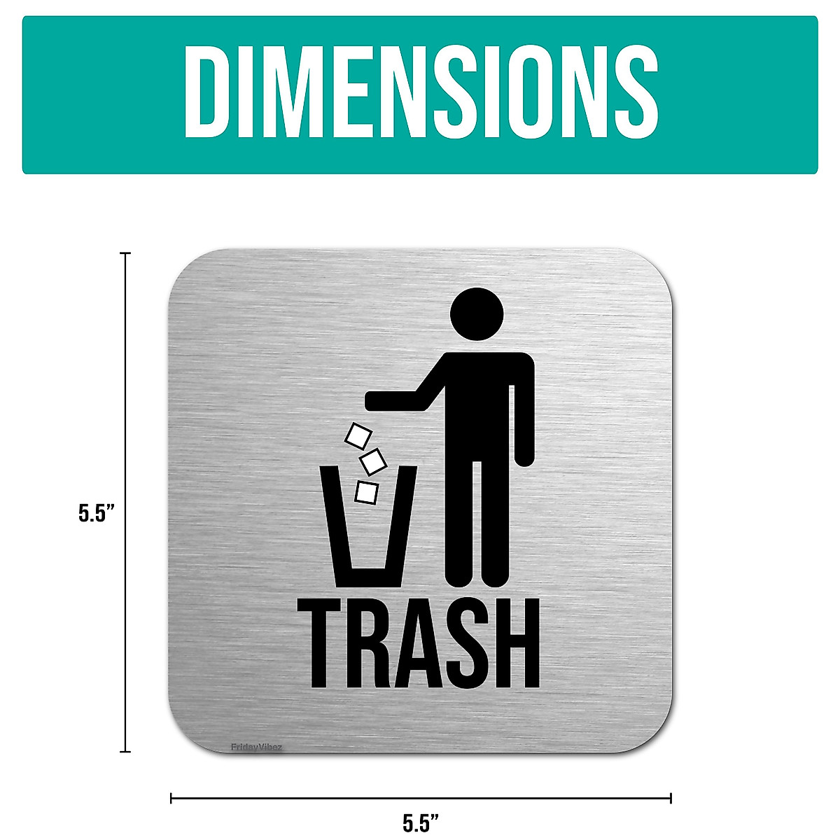 Recycle and Trash Magnets for Kitchen Trash Cans and Recycling Bins, Indoor Trash and Recycle Magnet Combo for Garbage Can Logo Symbol, 2 Magnetic Sticker Adhesives, 5.5 Inch Square, Outdoor Waste Bin