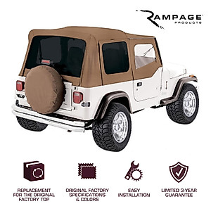 Rampage Factory Replacement Soft Top | Vinyl, Black Diamond Color with Tinted Windows | 98635 | Fits 1986 - 1994 Suzuki Samurai