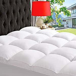 ABENE Queen Mattress Topper for Back Pain Relief, Extra Thick Mattress Pad Pillowtop, Soft Mattress Protector Cover with 8"-21" Deep Pocket, Overfilled Down Alternative Filling