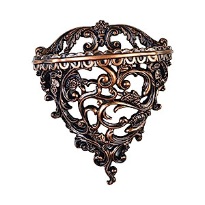 Retro Wall Floating Shelves Decoration Hollow Flower Carving Wall Art Flower Pot Stand Holder Wall Mounted Hanging Shelf Resin for Hallway, L Bronze