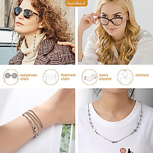 humlbird Glasses Chain Stainless steel Eyeglass Chains for Women Sunglass Chain Stylish Mask Chain Eye Glasses Holders Around Neck Glasses Strap (stainless steel-3)
