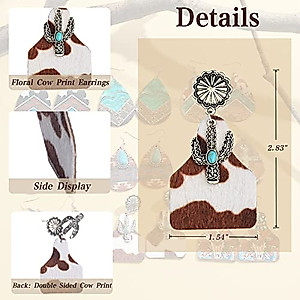 CHISOONBANNER Western Earrings for Women Earrings Set Boho Vintage Handmade Bohemian Turquoise Cow Print Leather Wood Teardrop Dangle for Women 4/6/9pairs