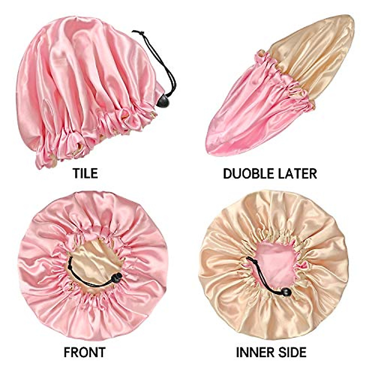 3 Pieces Kids Satin Bonnet Night Sleep Caps, Adjustable Sleeping Hat Soft Silk Flower Night Hats for Natural Hair Teens Toddler Child Baby Reversible Double