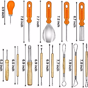 Halloween Pumpkin Carving Tools Kit, 13 Piece Professional Professional Pumpkin Cutting Supplies Tools Kit Stainless Steel Lengthening and Thickening for Halloween Decoration jack-o-lanterns