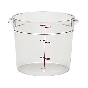 Cambro RFSCW6135 Camwear Round Food Storage Container, Polycarbonate, Clear, NSF, 6 Quart