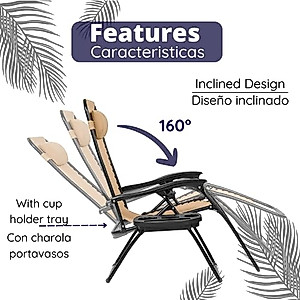 Elly Décor Adjustable Steel Mesh Zero Gravity Recliner with Pillows and Canopy, Lockable Anti-Slip Design, Folding Patio Beach Chair, Comfortable Seat for Outdoor Tanning, Patio Beach Recliner Chair