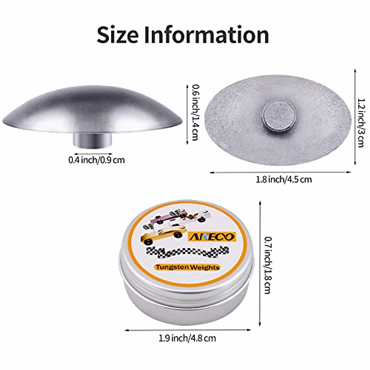 Aneco 3.5 Ounces Tungsten Canopy Weight Tungsten Weights Incremental Wood Car Canopy Weights Compatible with Pinewood Car Derby Weights
