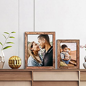 WARecorderM 5x7 Picture Frames Set of 4 - High Definition Glass New Patten Frame - Wall Mounting Frame Horizontal Vertical Format, Brown