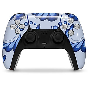 WraptorSkinz Skin Wrap compatible with Sony PS5 DualSense Controller Petals Blue (CONTROLLER NOT INCLUDED)